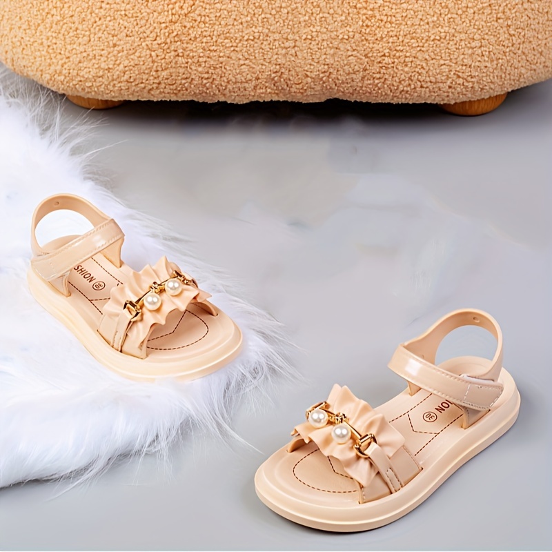 Jiageya Trendy Cute Pearl Open Toe Sandals Girls Breathable - Temu United Kingdom