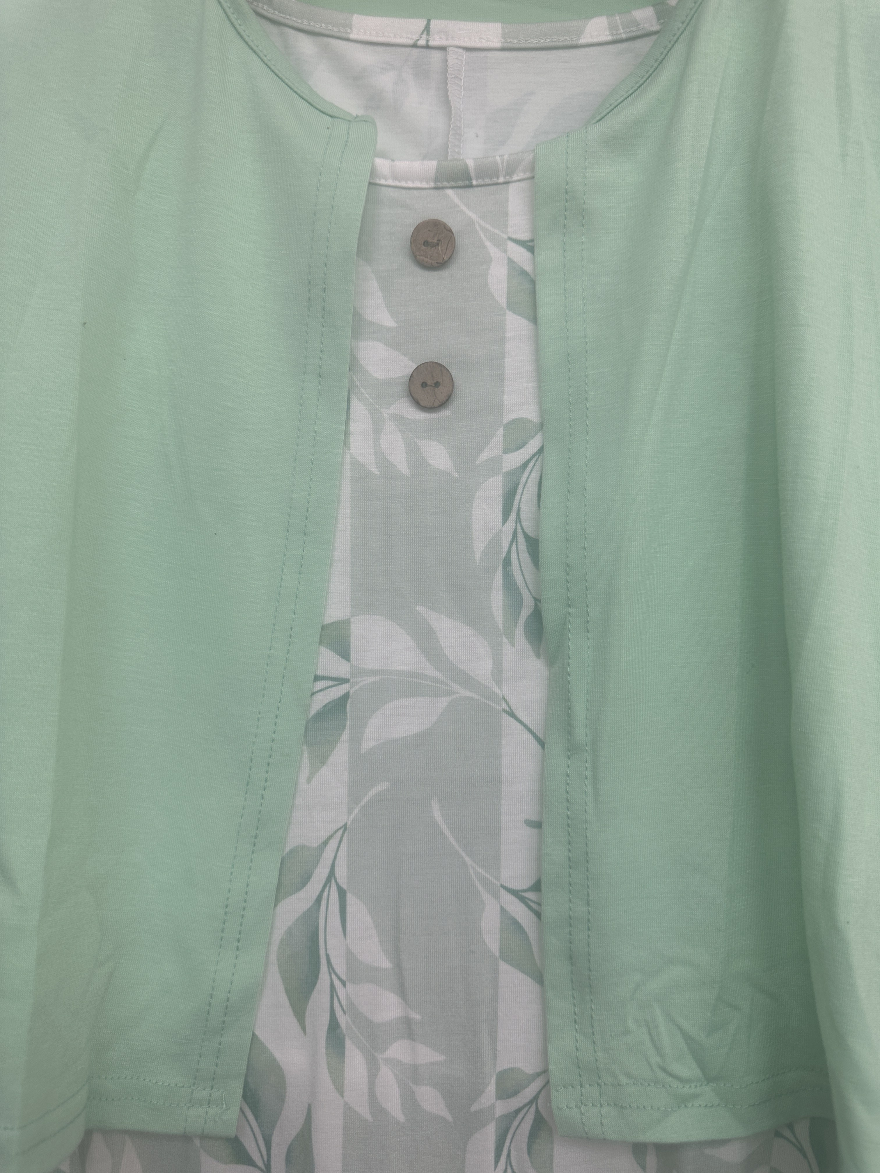 Elegant Two piece Set Open Front Top Plant Print Button - Temu Canada