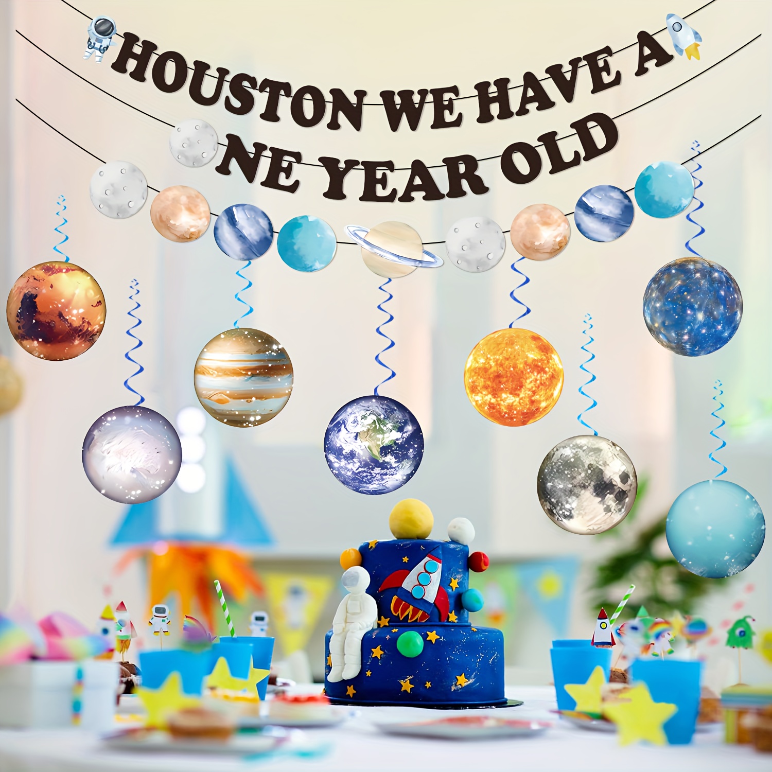 Space themed Birthday Party Decoration Set Paper Banner - Temu