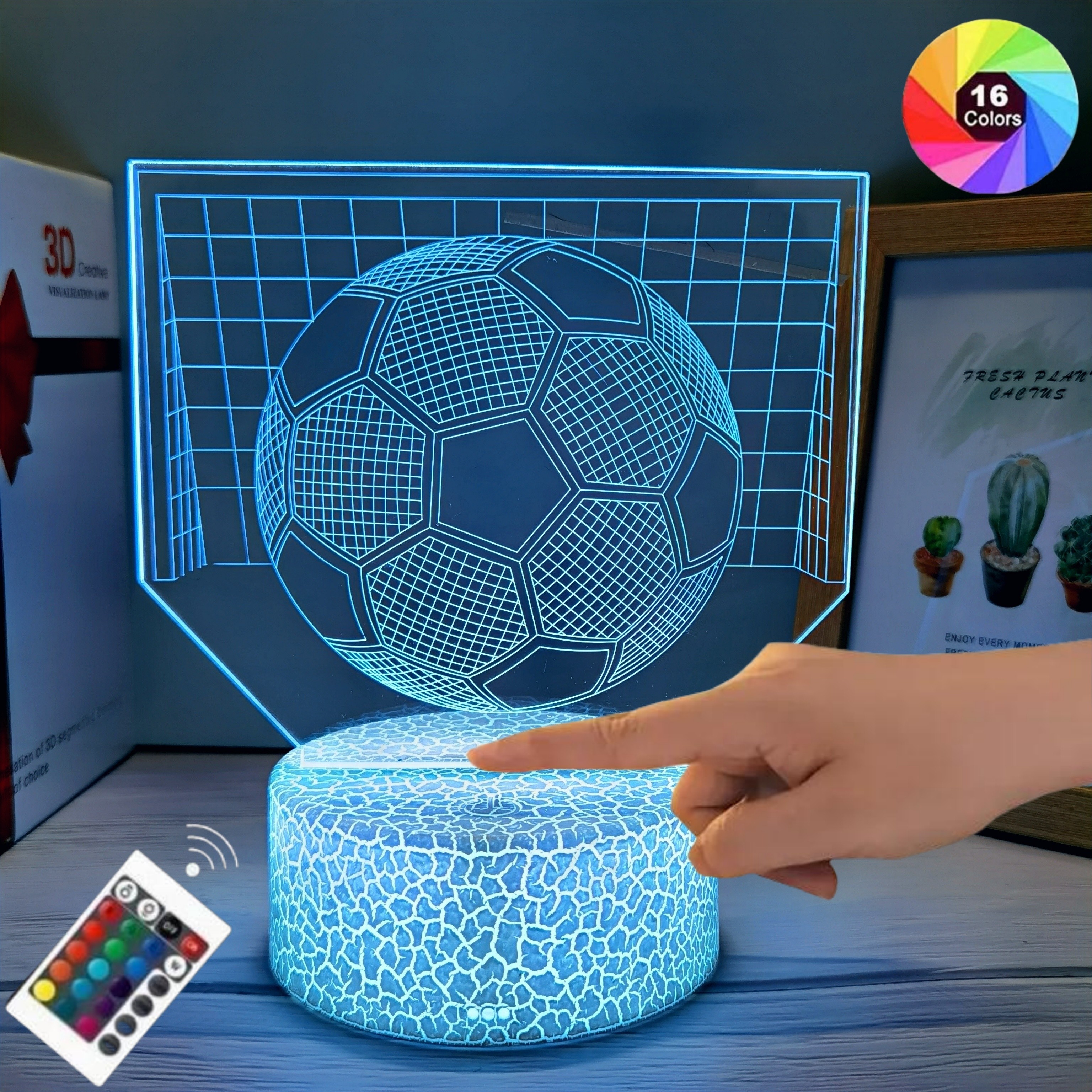 Ball Frame 3d Night Light 16 Colors Remote Touch Control - Temu United ...