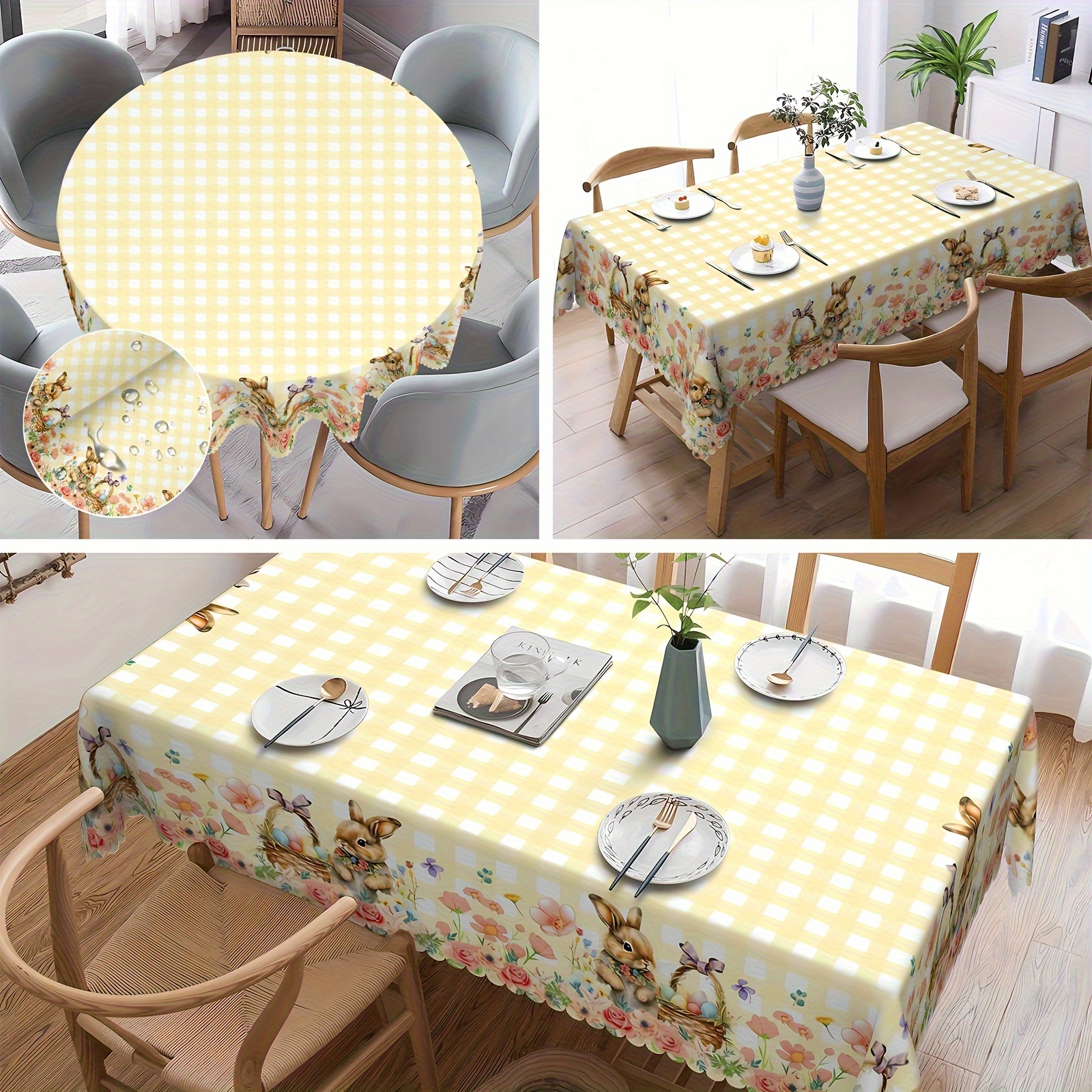 Tablecloth Happy Easter Theme Table Cloth Spring Flower - Temu Canada