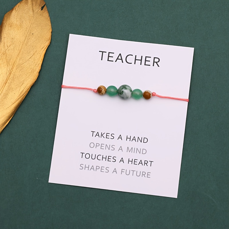 Teacher Bracelet Green Natural Stone Bead Friendship - Temu Australia