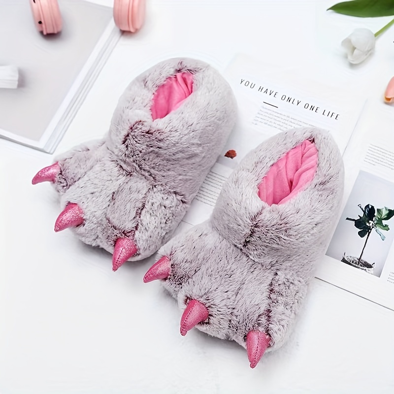 funny animal paw design slippers casual slip plush lined Temu