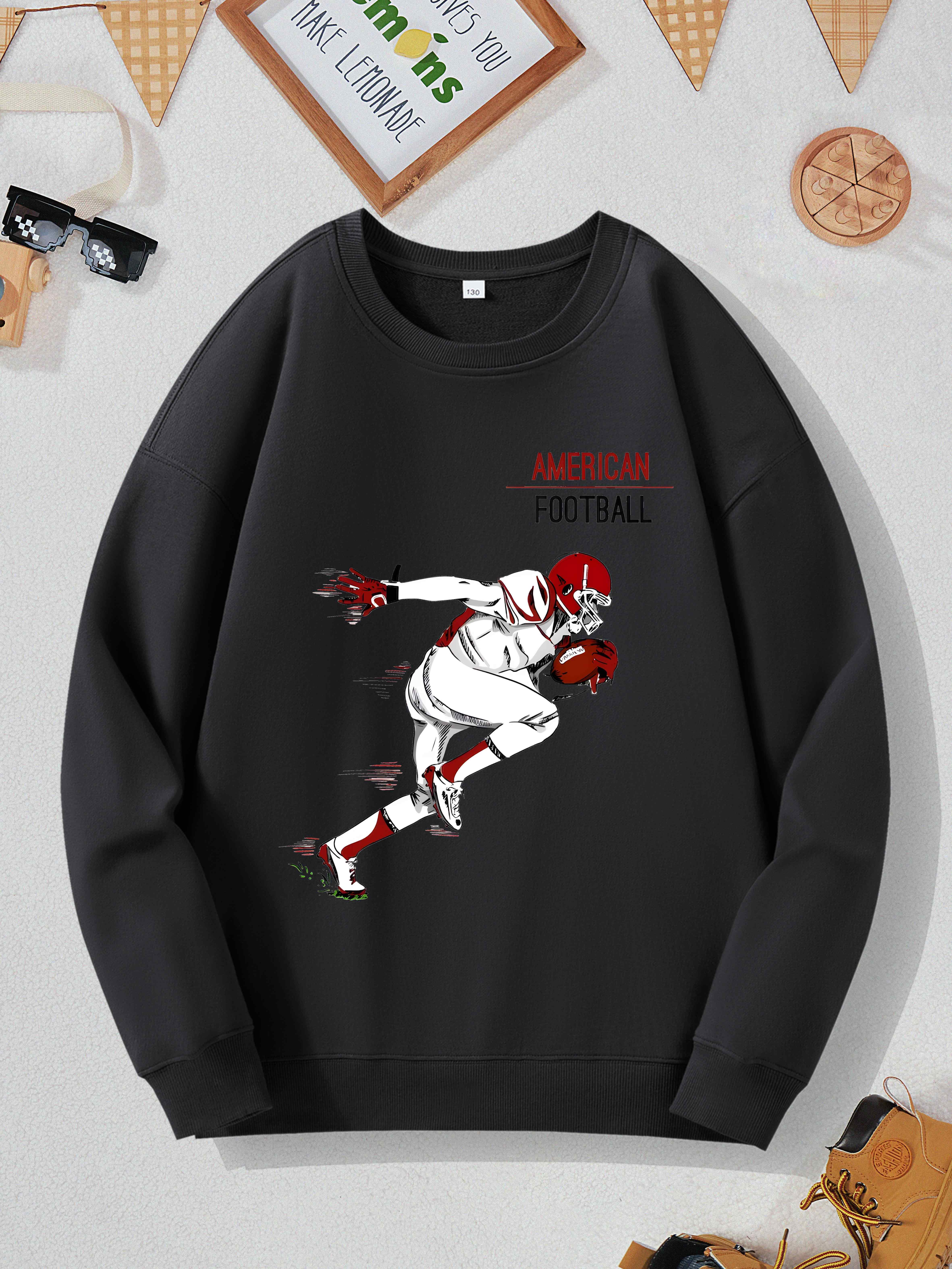 Football Player Print Boy's Pullover Sweatshirt Long Sleeve - Temu Ireland