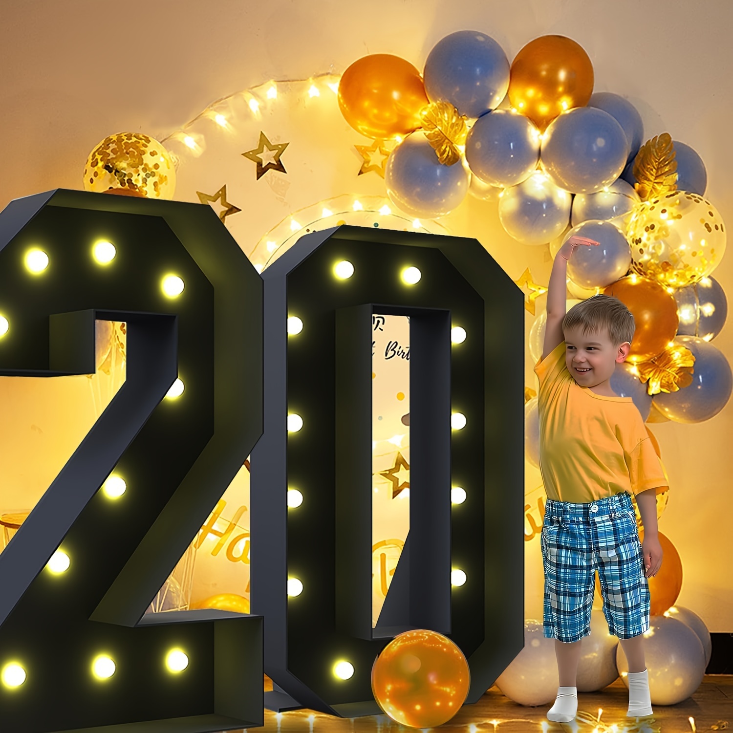 Marquee Light Numbers Black Mosaic Frame Large Numbers - Temu