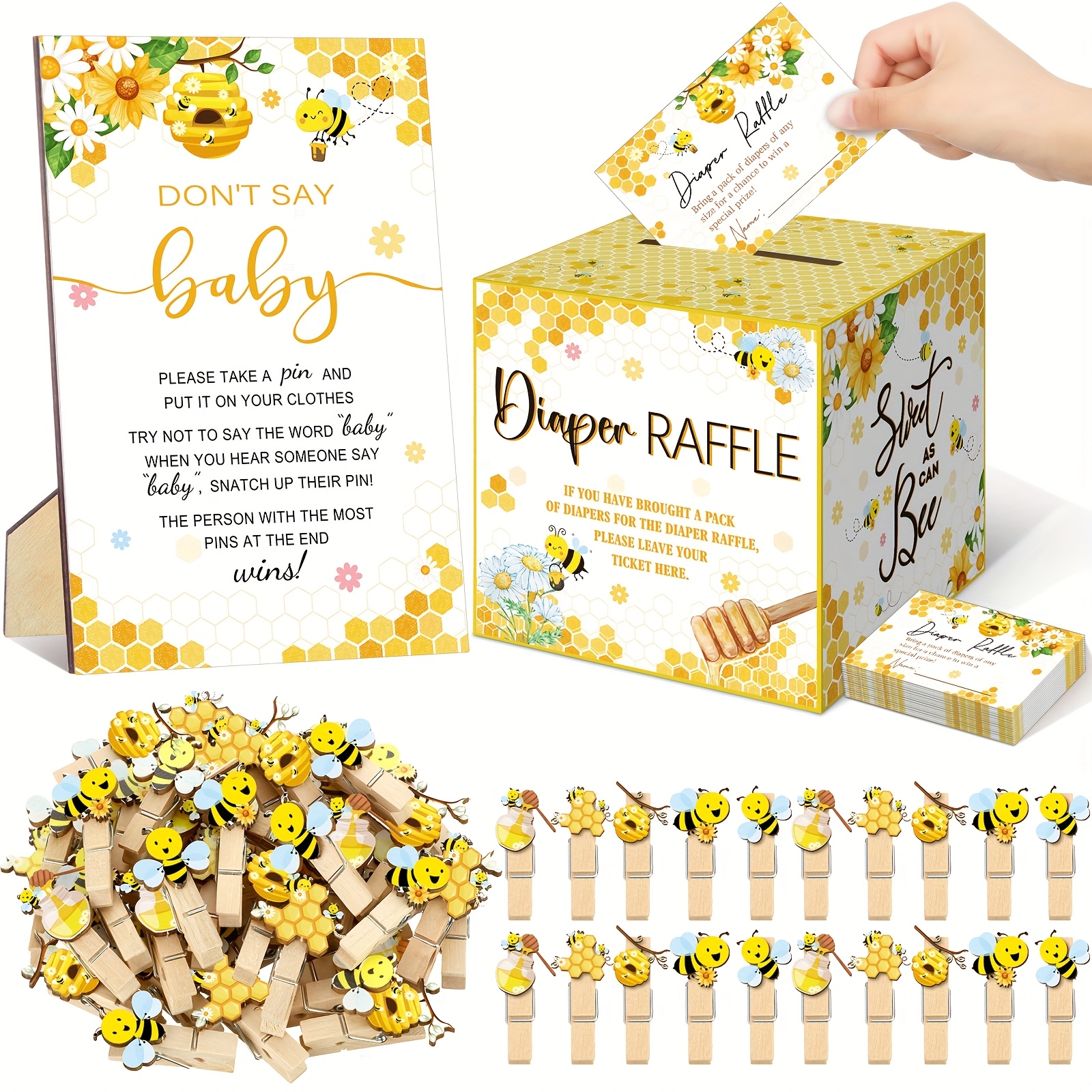 Gender Neutral Baby Word Scramble Cards Bee Baby Shower Games - 25 Word ...