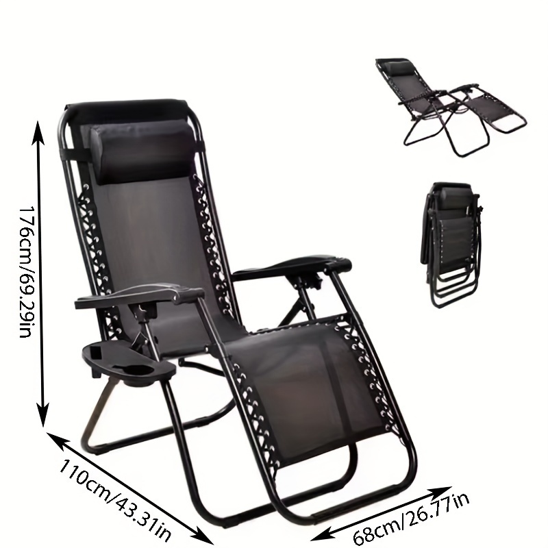 Versatile Black Folding Lounger Chair Office Beach Relaxation | Shop On ...
