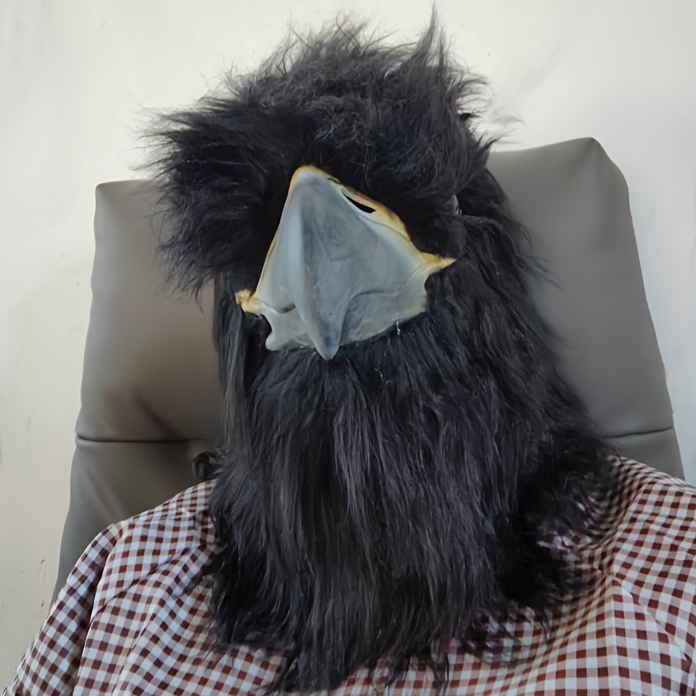 Premium Punk Gothic Black Fluffy Mask Natural Latex Animal Headgear ...