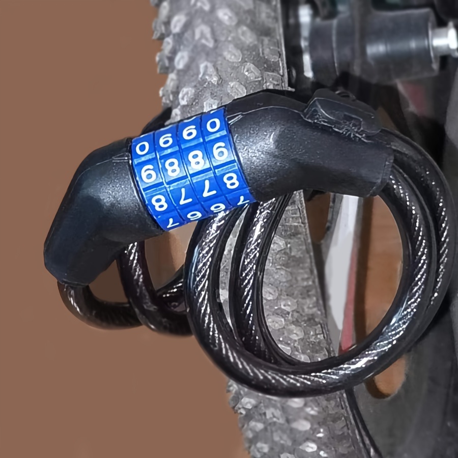 4-digit Combination Cable Lock, Brushed Finish, Mechanical Knob Control ...