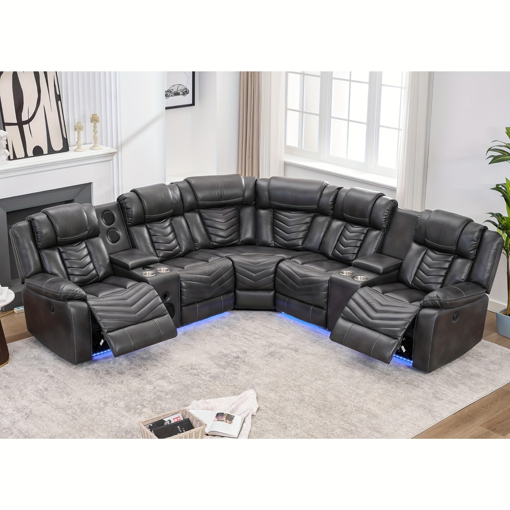 Sectional couch with recliners and cup holders store