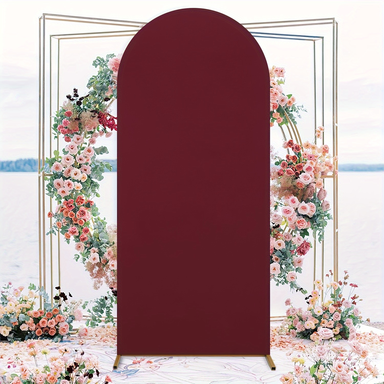 Burgundy Wedding Arch Cover Spandex Backdrop Frame Stand - Temu