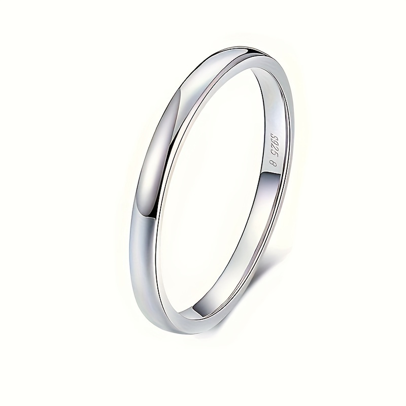 Men's Trendy Glossy 925 Sterling Silver Band Ring Exquisite - Temu United Kingdom