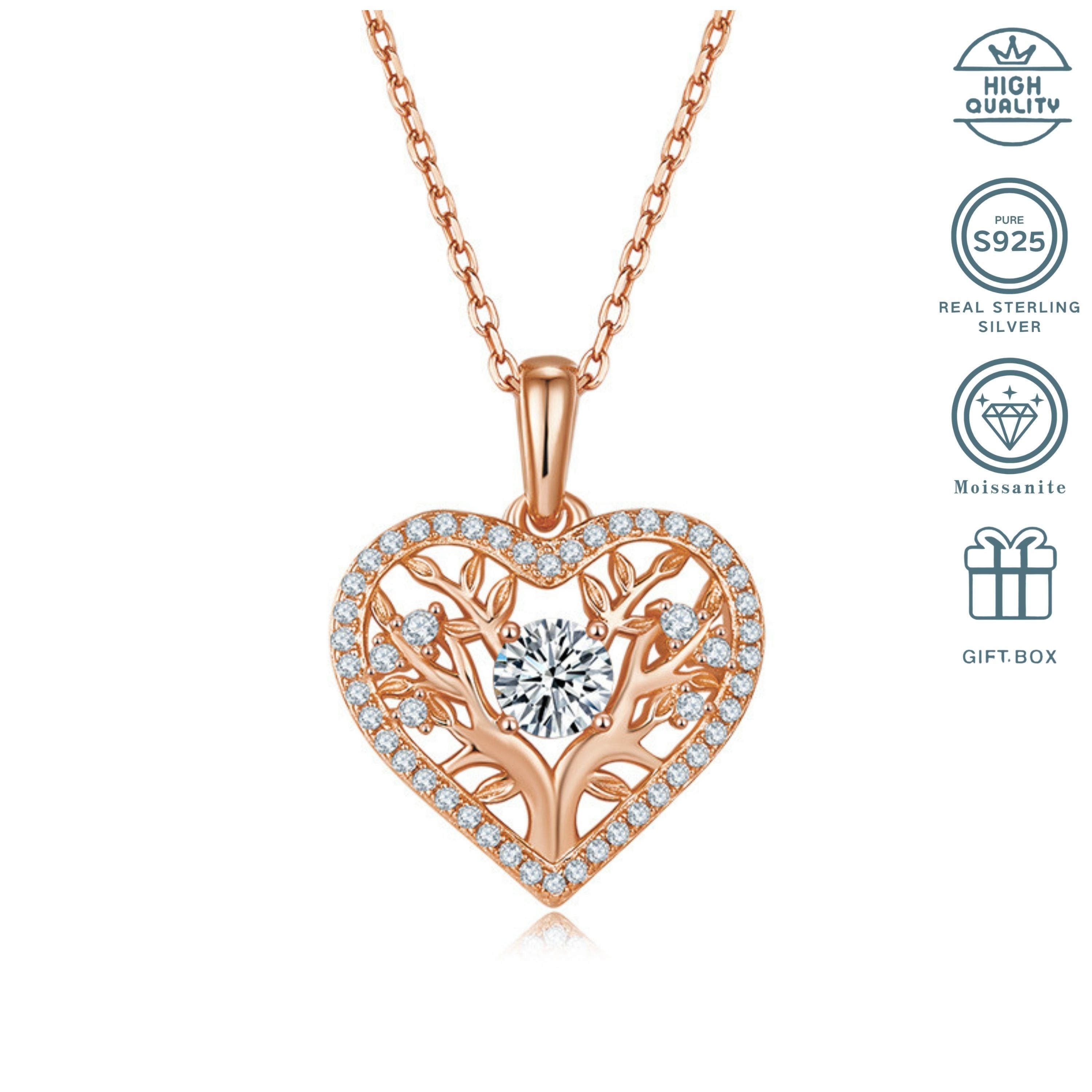 Tree Life 0.78 Carat Moissanite Decor Heart shaped Pendant - Temu Ireland