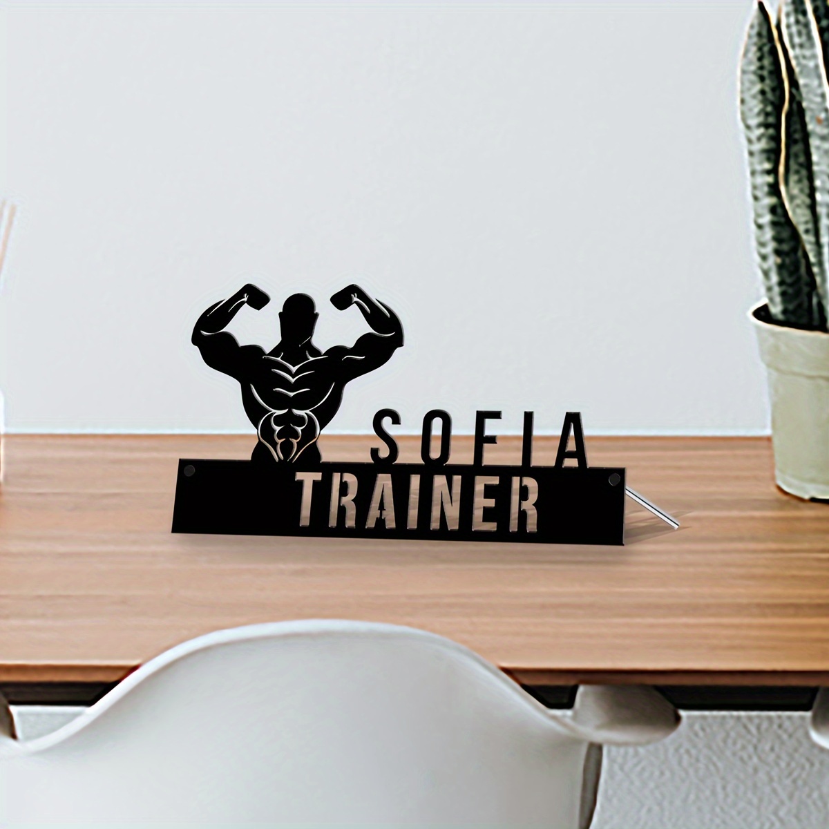 Custom Trainer Desk Name Plate - Personalized Metal Gym & Office Decor ...