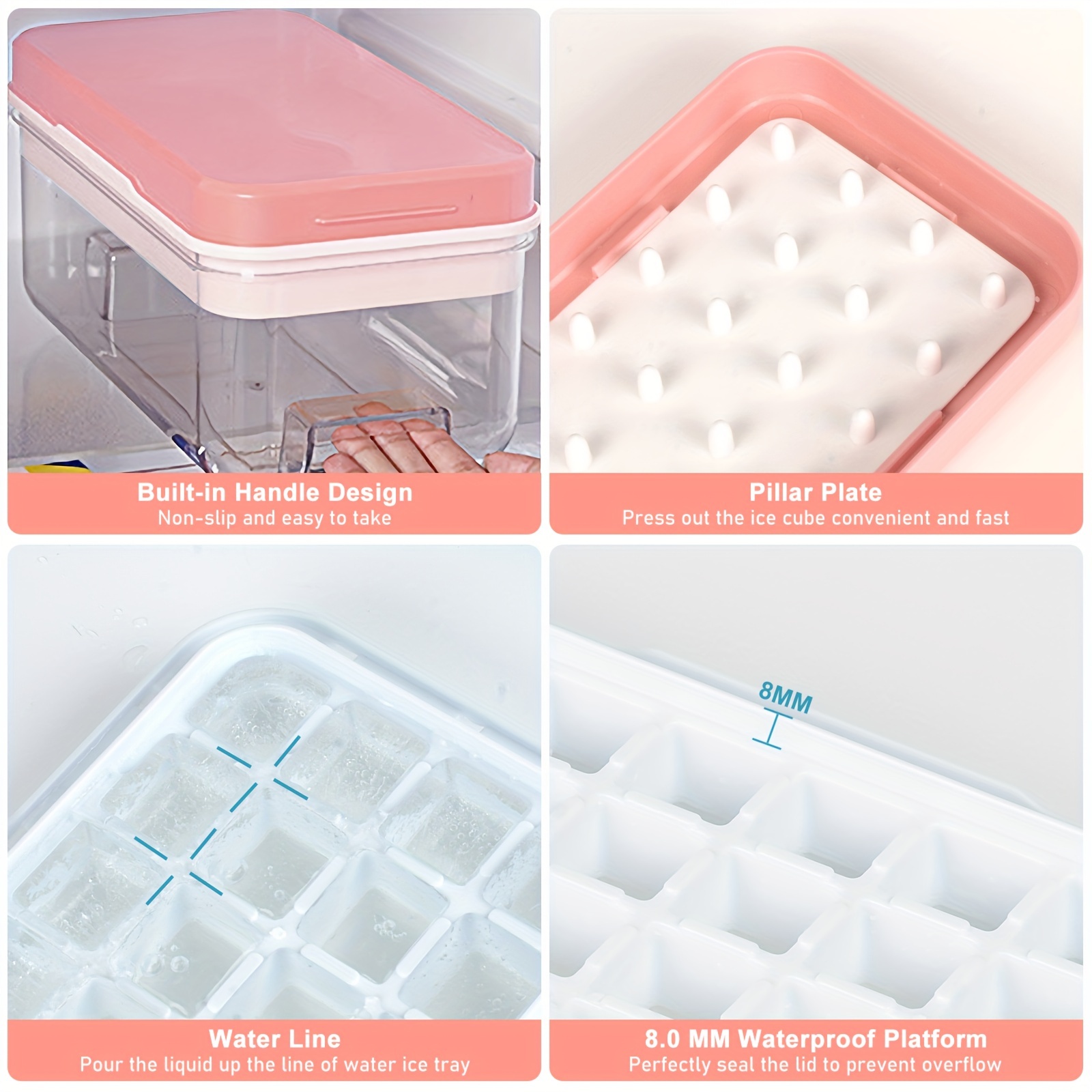 Ice Cube Tray Lid Bin 2 Trays Ice Cube Molds Freezer Ice - Temu Canada