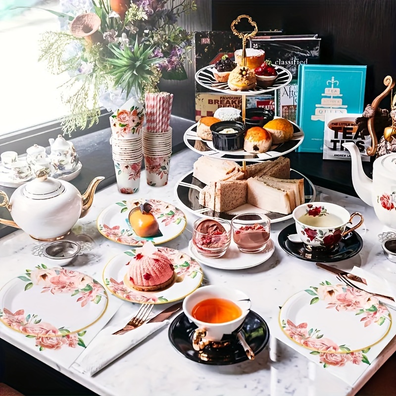 Flower Paper Plates Wedding Tea Party Supplies Floral Theme - Temu