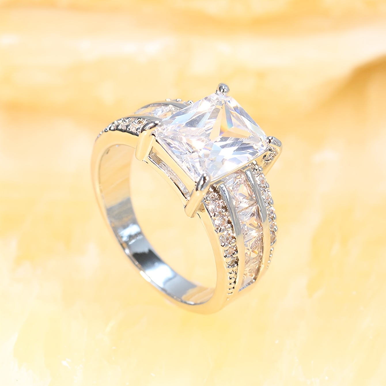 Elegant Minimalist Square Zircon Ring Ladies Anniversary - Temu United ...