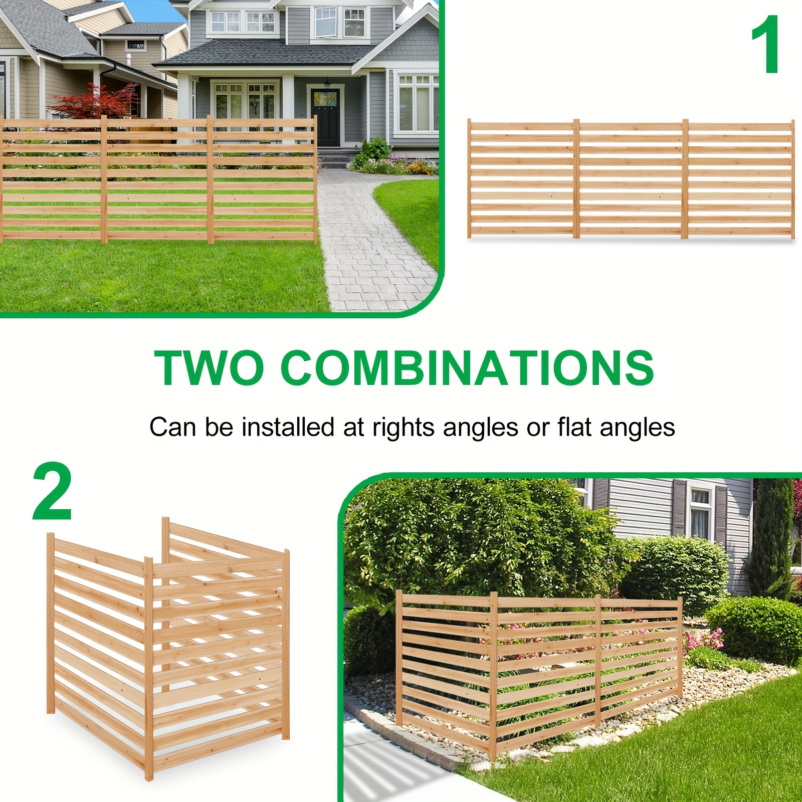3 Panels Wood Privacy Fence Screen Outdoor Air Conditioner - Temu
