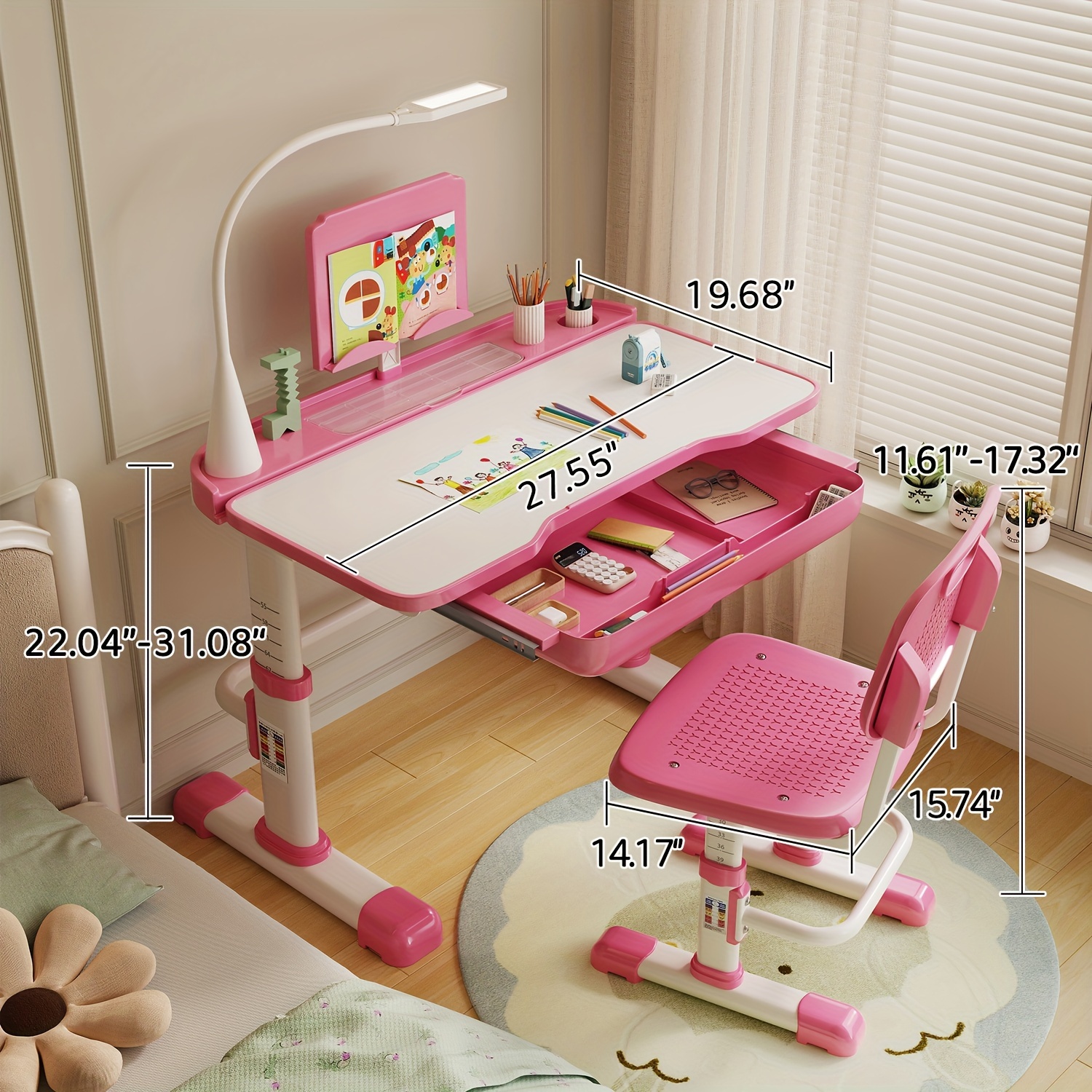 Pink study table with chair store