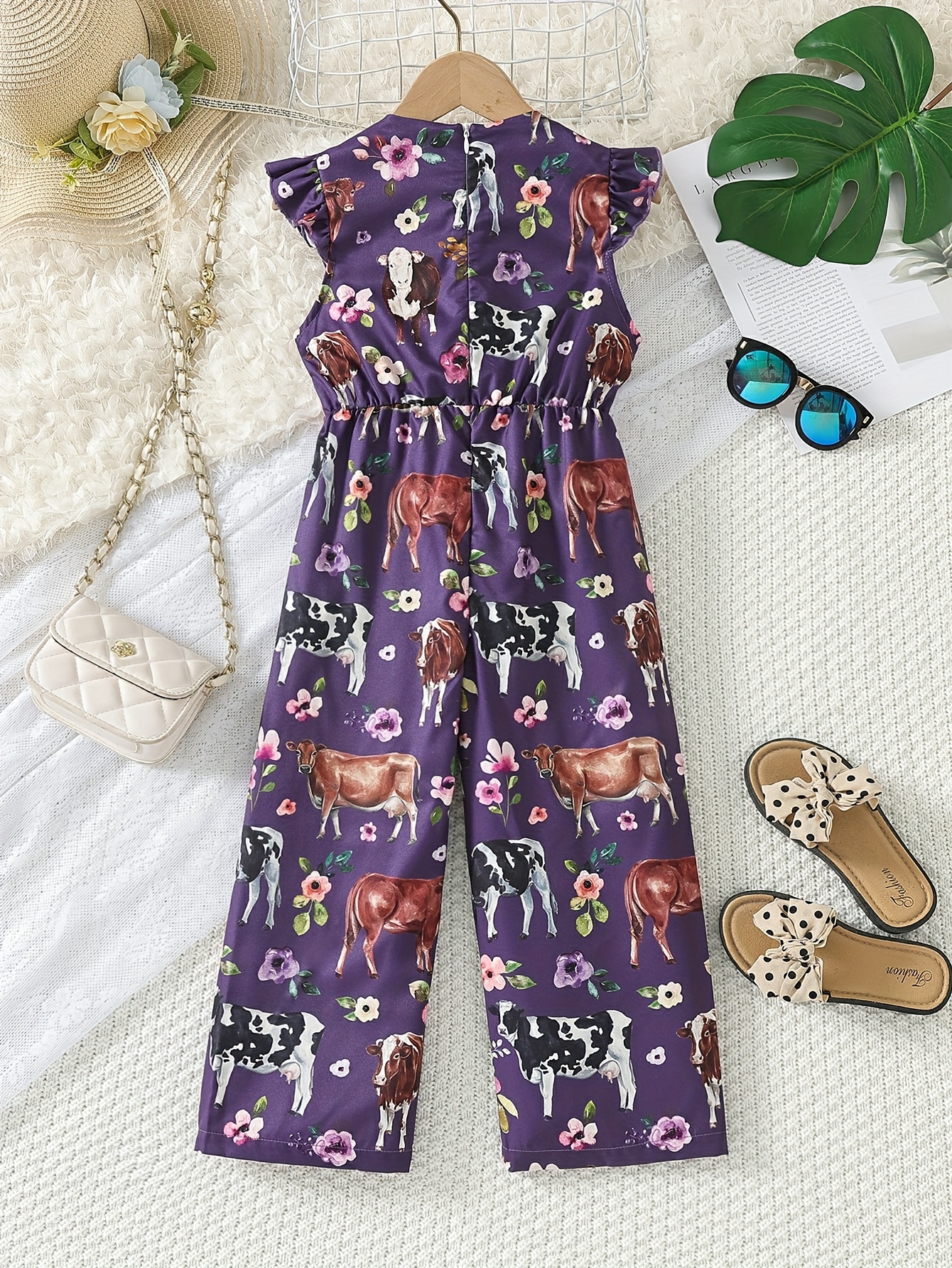 Flower Print Sleeveless Jumpsuit Elegant Girls Ribbon Summer - Temu ...