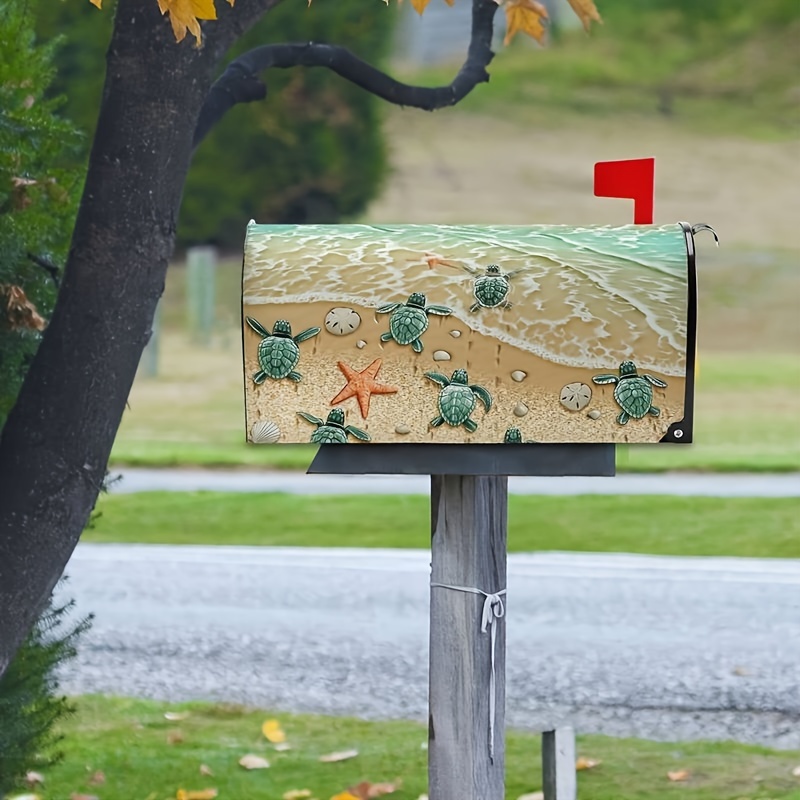 1pc Sea Turtles And Starfish Ocean Beach Mailbox Cover Package Standard ...