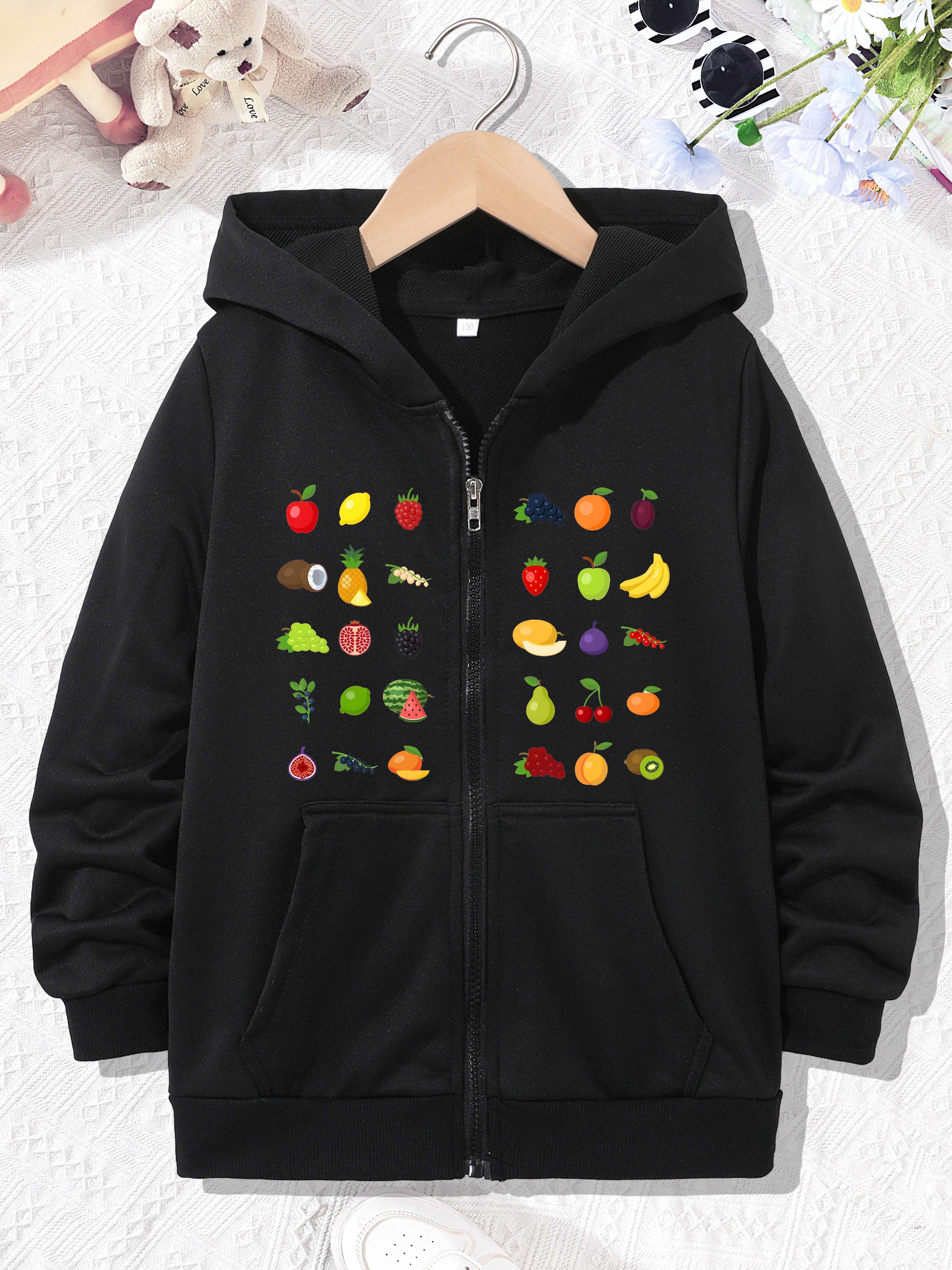 Fruit Vegetable Print Girls Boys Fashion Hoodie Jacket - Temu Ireland