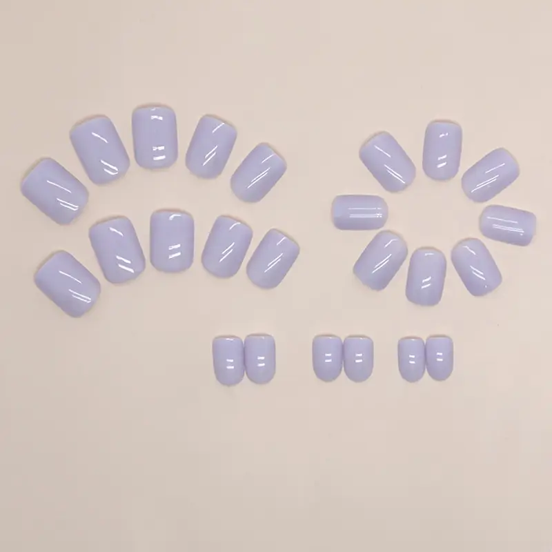 Lustrous Squares 24 Piece Light Purple Press On Nails Set Glossy