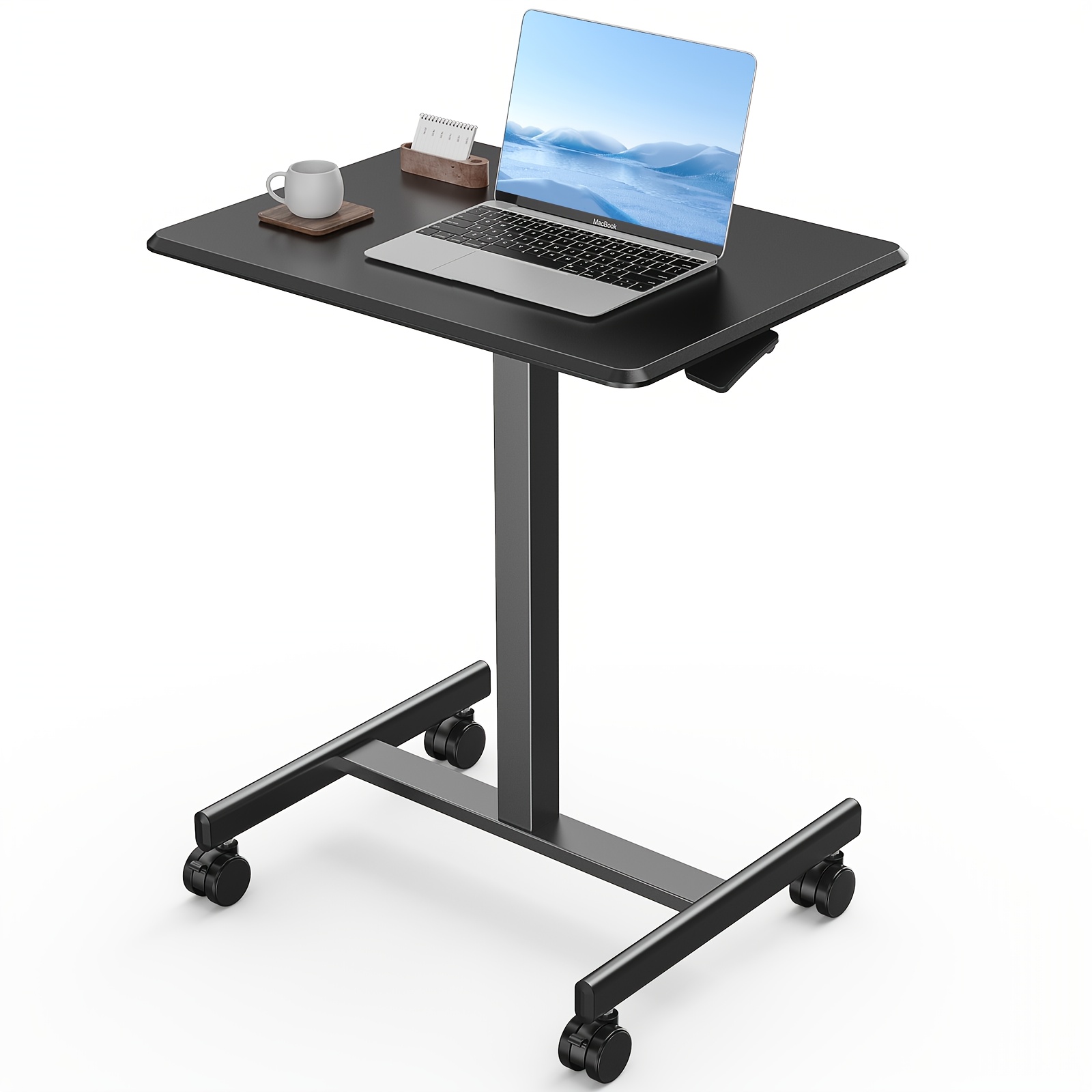 mobile small rolling desk adjustable height standing table Temu