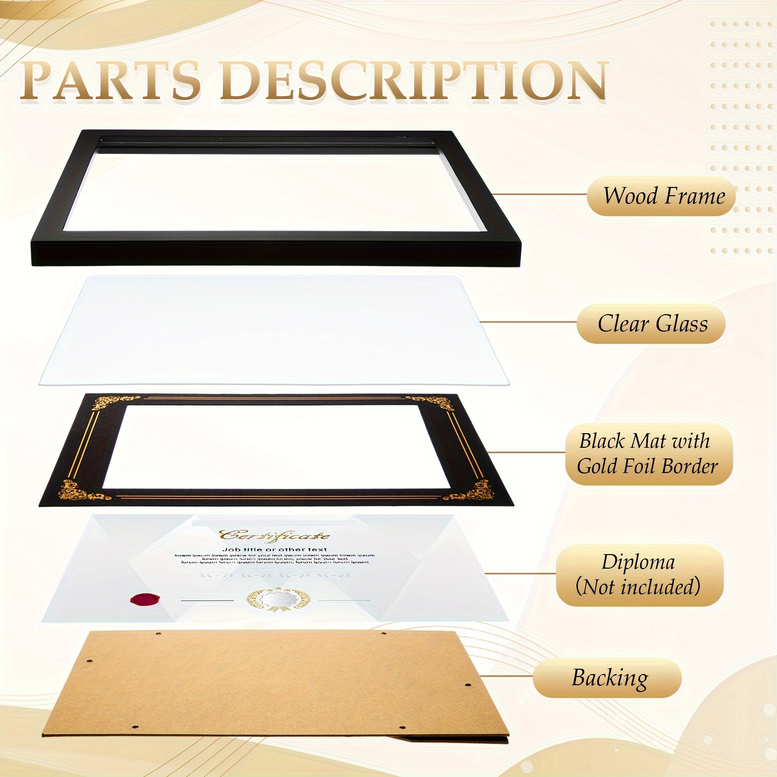 11x14 Graduation Diploma Frame 8.5x11with Gold Foil Border - Temu