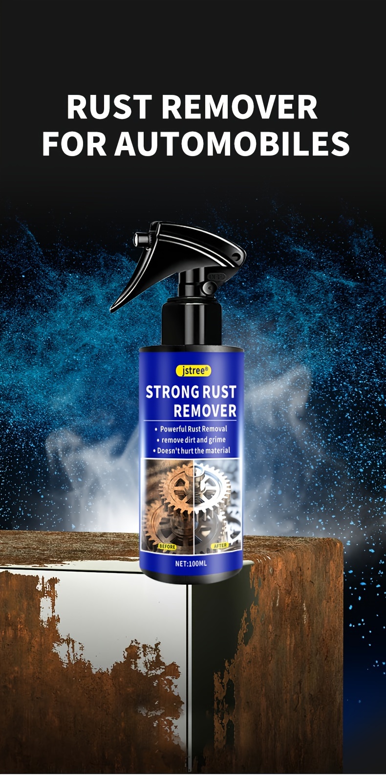 Strong Rust Remover Spray 3.38oz - Universal Model, Multi-purpose Car ...