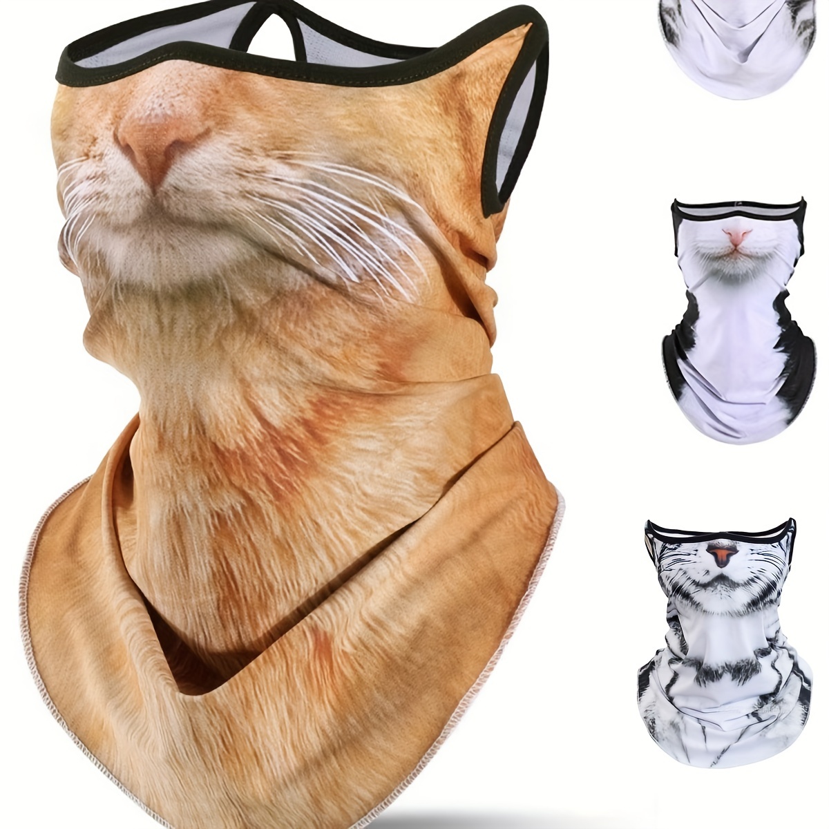 1pc Funny Cat Mask Hanging Ear Sunscreen Animal Mask Outdoor Cycling ...