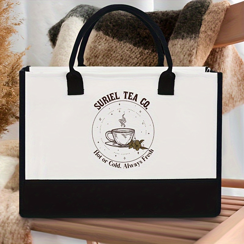 Tea Co Pattern Tote Bag Women's Books Bag Designer - Temu Australia