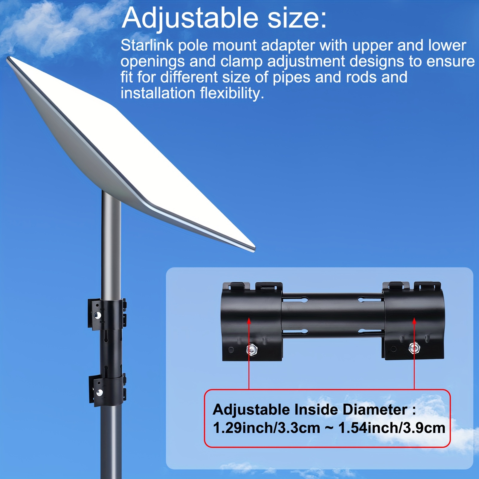 Adjustable Adapter Antenna Pole Mounting Kit Clamp Includes Rooftop And ...