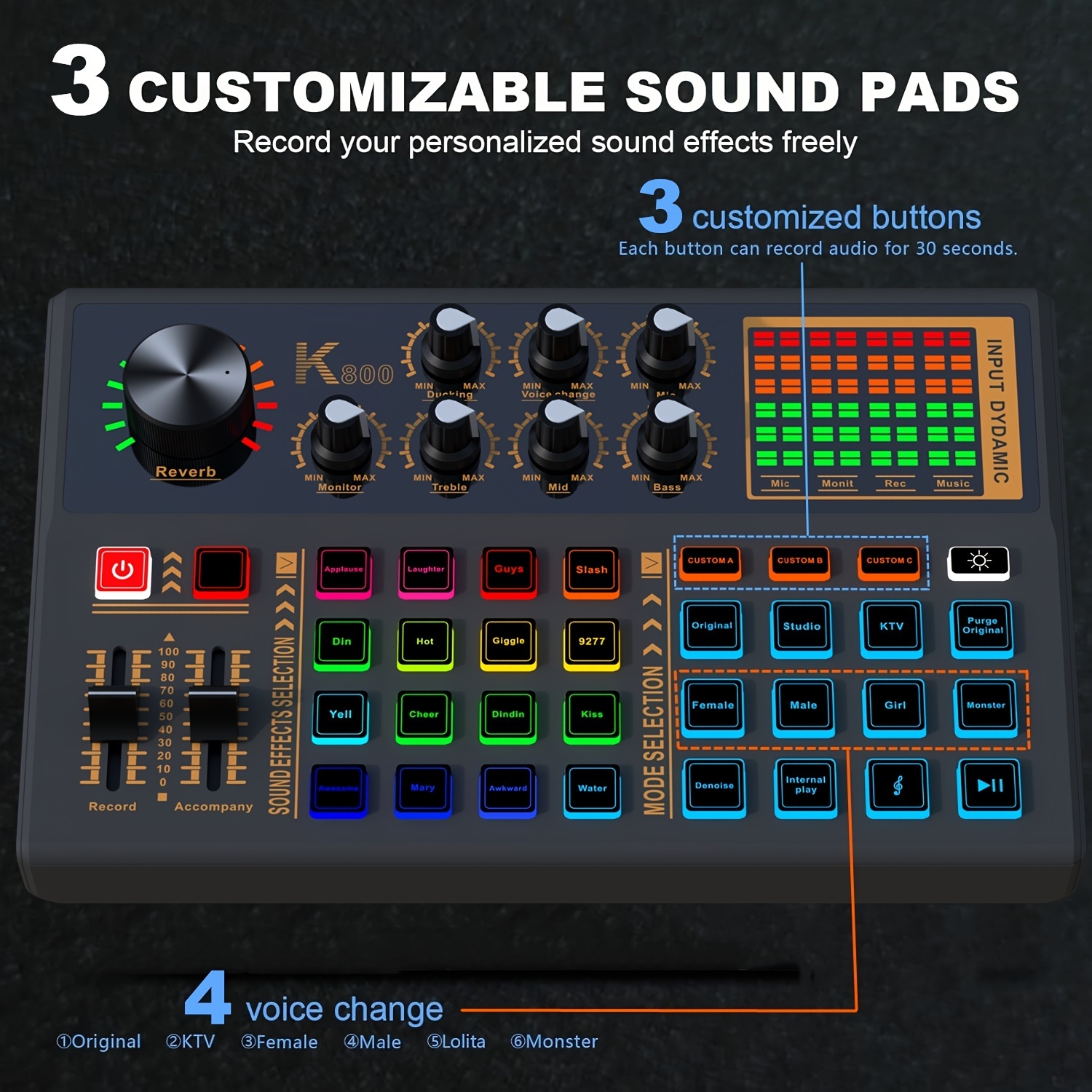 Professional Audio Mixer Live Sound Card Audio - Temu