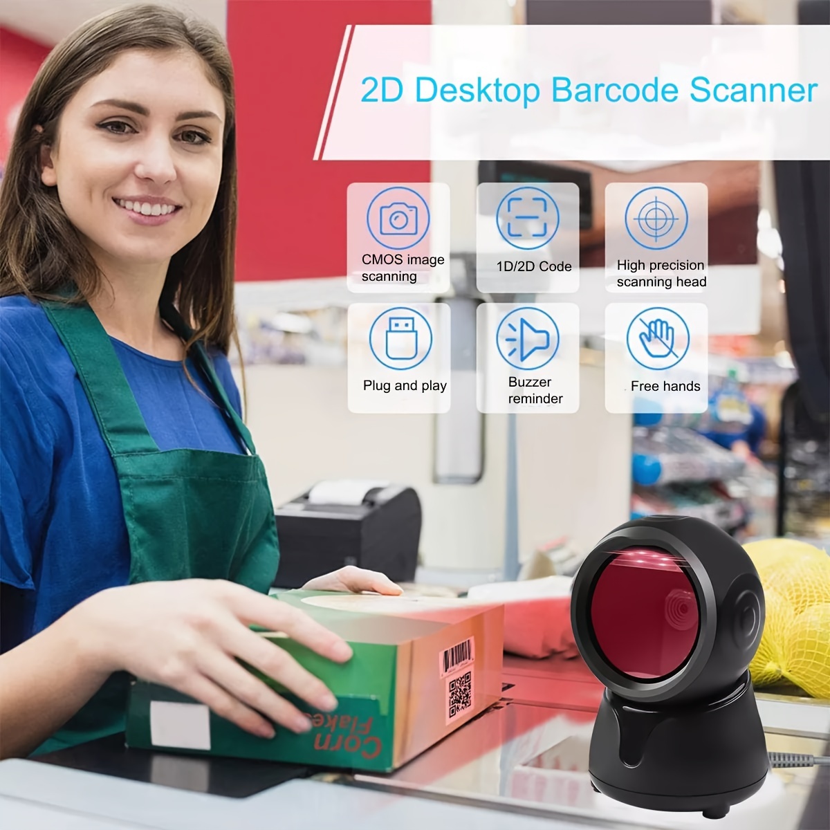 1d 2d Barcode Scanner Qr Hands free Barcode Reader - Temu
