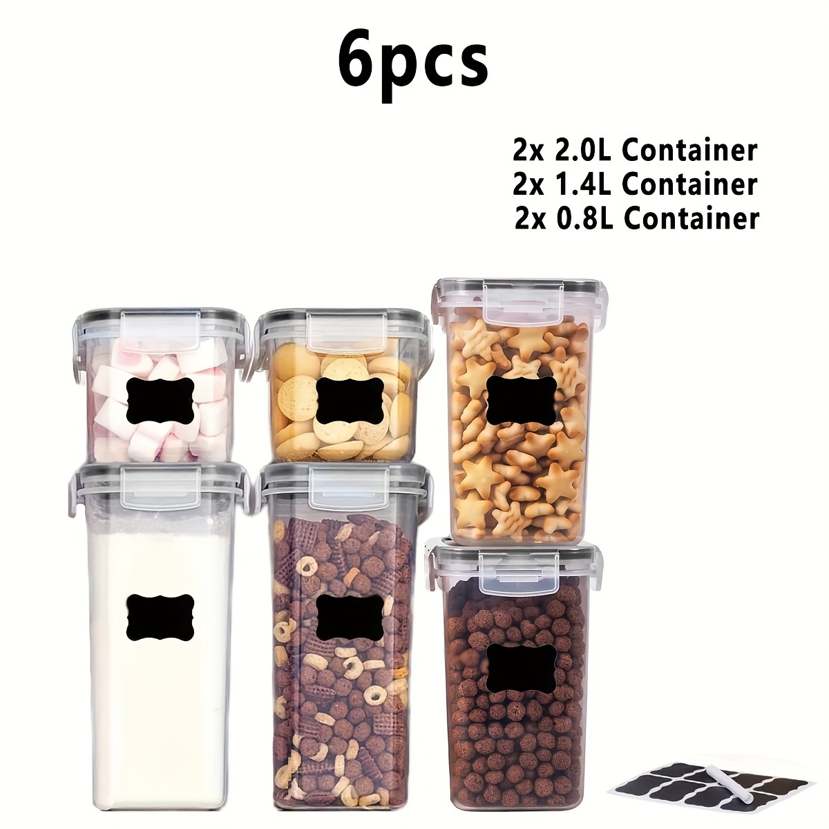 6pcs Airtight Food Storage Containers Set With Lids, Bpa Free Plastic ...