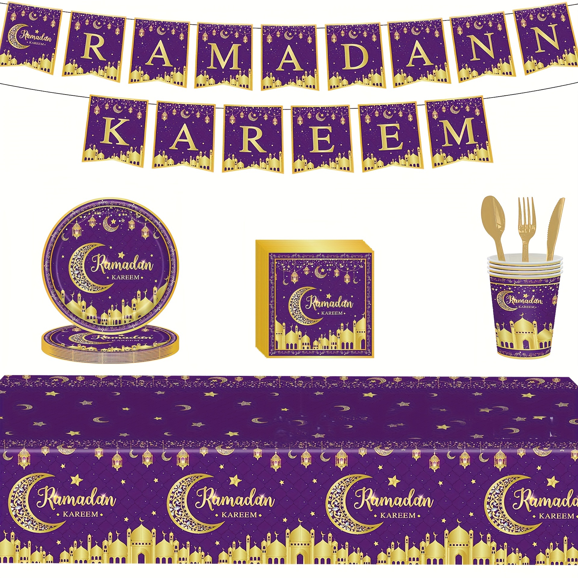 Ramadan Mubarak Party Utensils Ramadan Party Supplies Eid Al - Temu ...