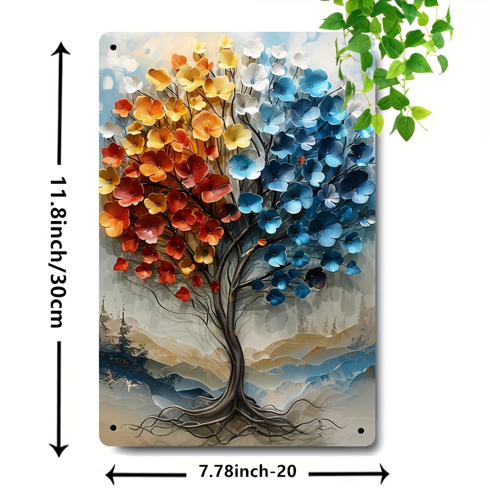 Vintage Tree Print Metal Tin Sign Wall Decor Rustic - Temu