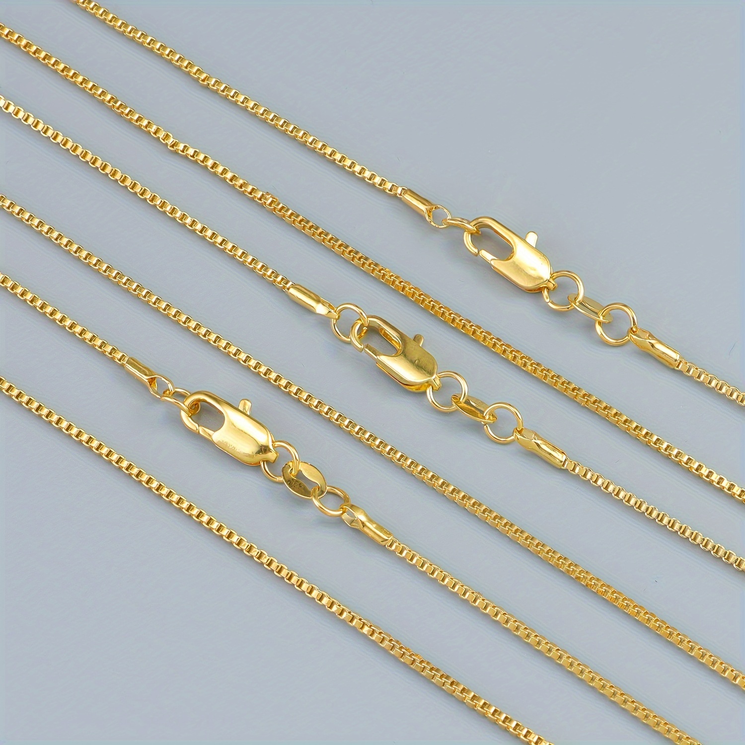 Box Chain Necklace 18k Gold Plated Lobster Clasp Women Girls - Temu Canada