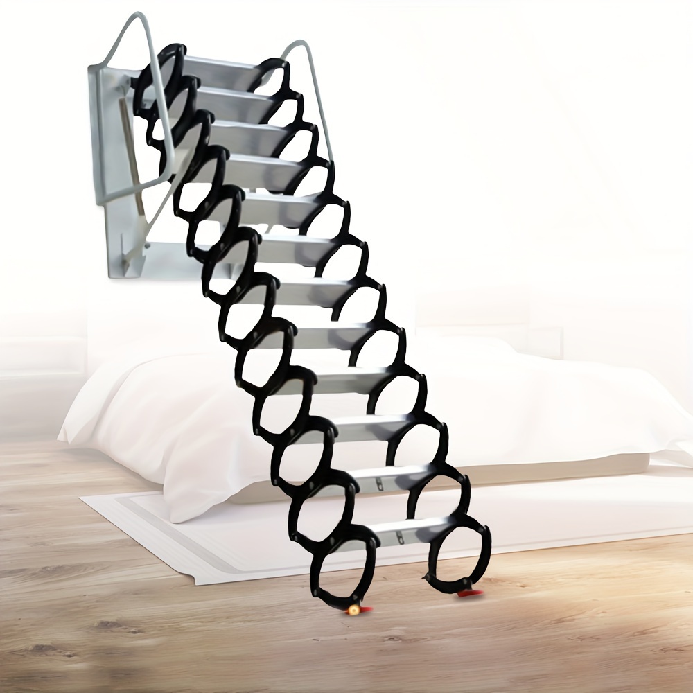 Wall Mounted Folding Ladder Loft Stairs White Attic Steps - Temu