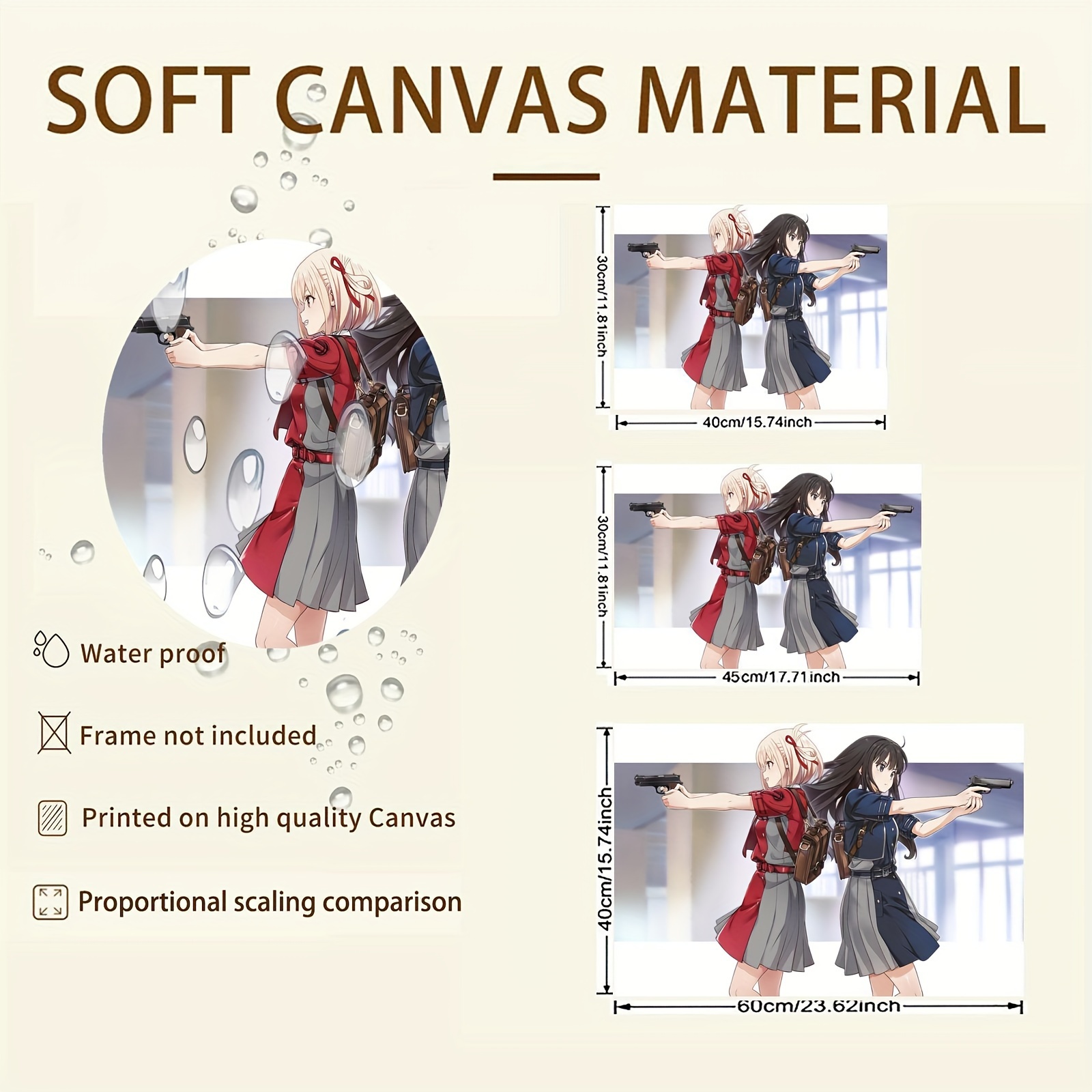 Картини на полотні з двома персонажами у стилі аніме Temu