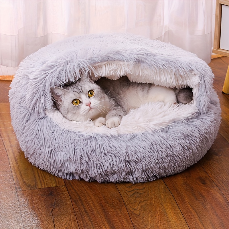 cozy plush shell shaped pet bed small medium dogs cats soft Temu United Kingdom