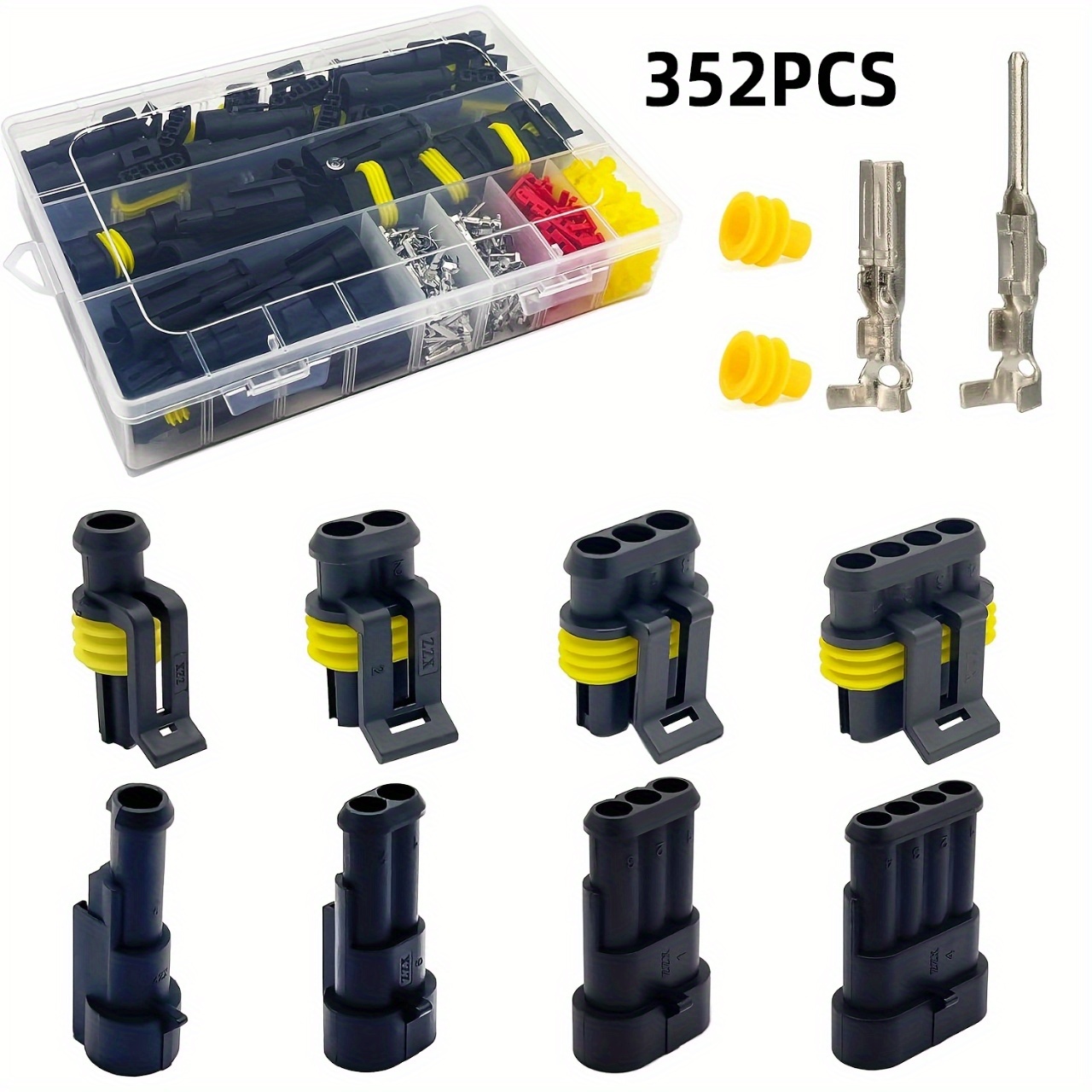 TEMU 352pcs Waterproof Car Electrical Connector Terminals Automotive ...