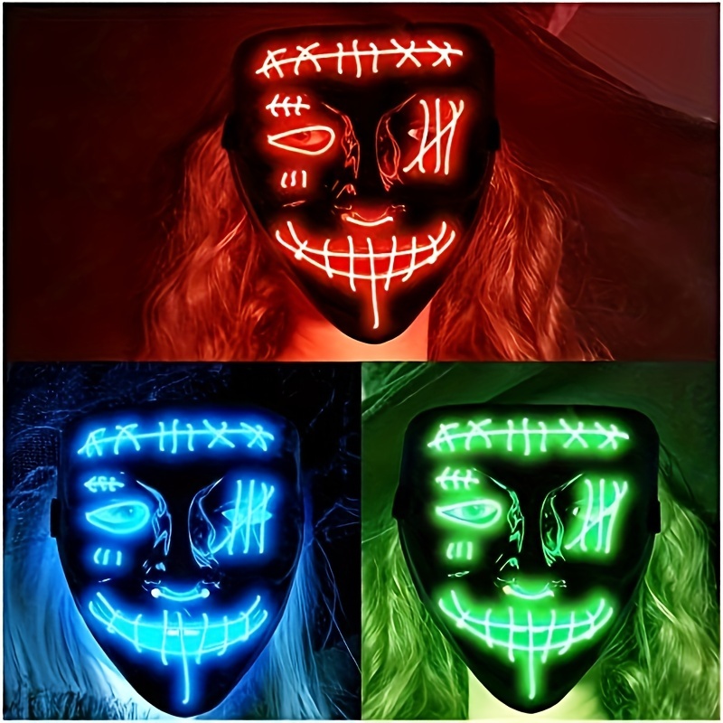 Led Halloween Masks Halloween Light Purge Mask 3 Light Modes - Temu