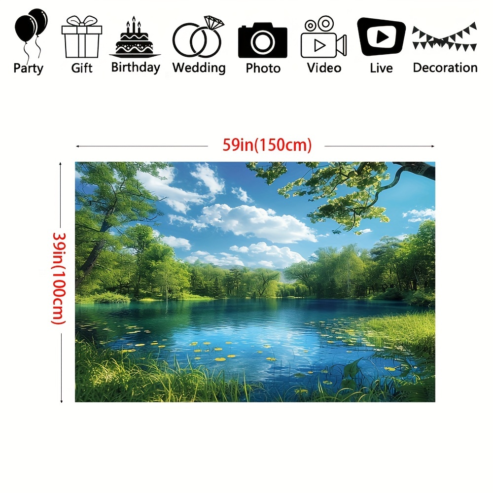 Park Scenery Backdrop River Blue Water Tree Forest Garden - Temu