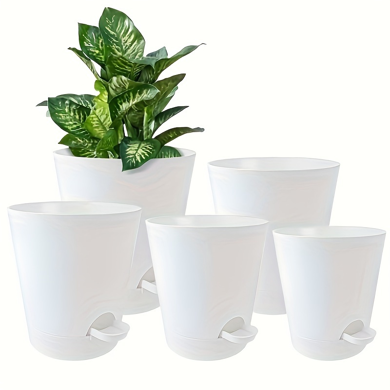 5 Packs, Self-watering Plastic Flower Pots With Deep Reservoir High ...