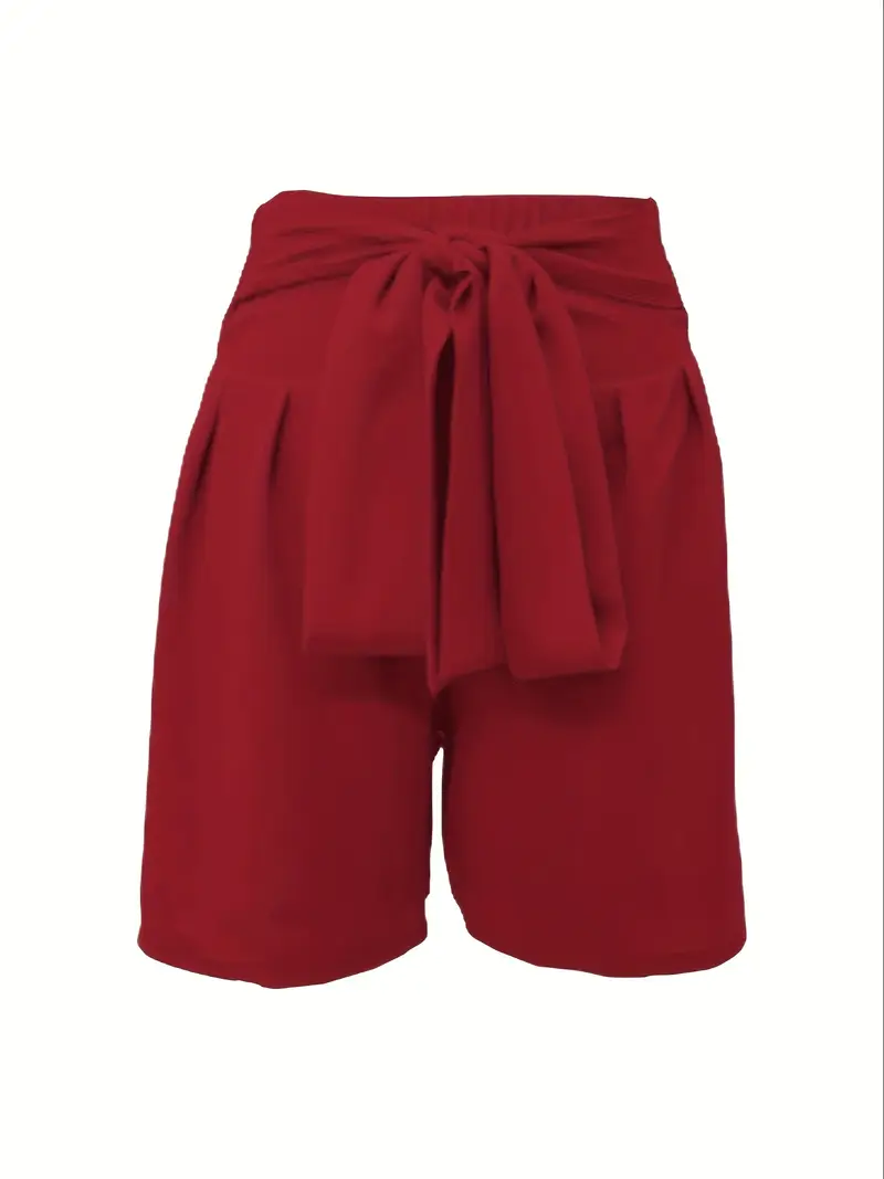 Solid Knotted Shorts Casual Tucked Simple Wide Leg Shorts Temu Portugal
