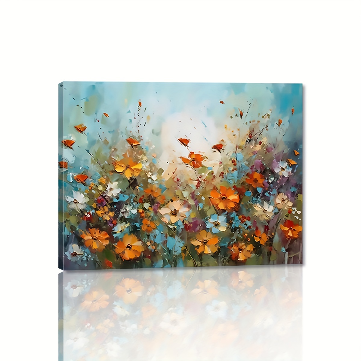 Wooden Framed Canvas Poster Modern Art Colorful Floral - Temu New Zealand