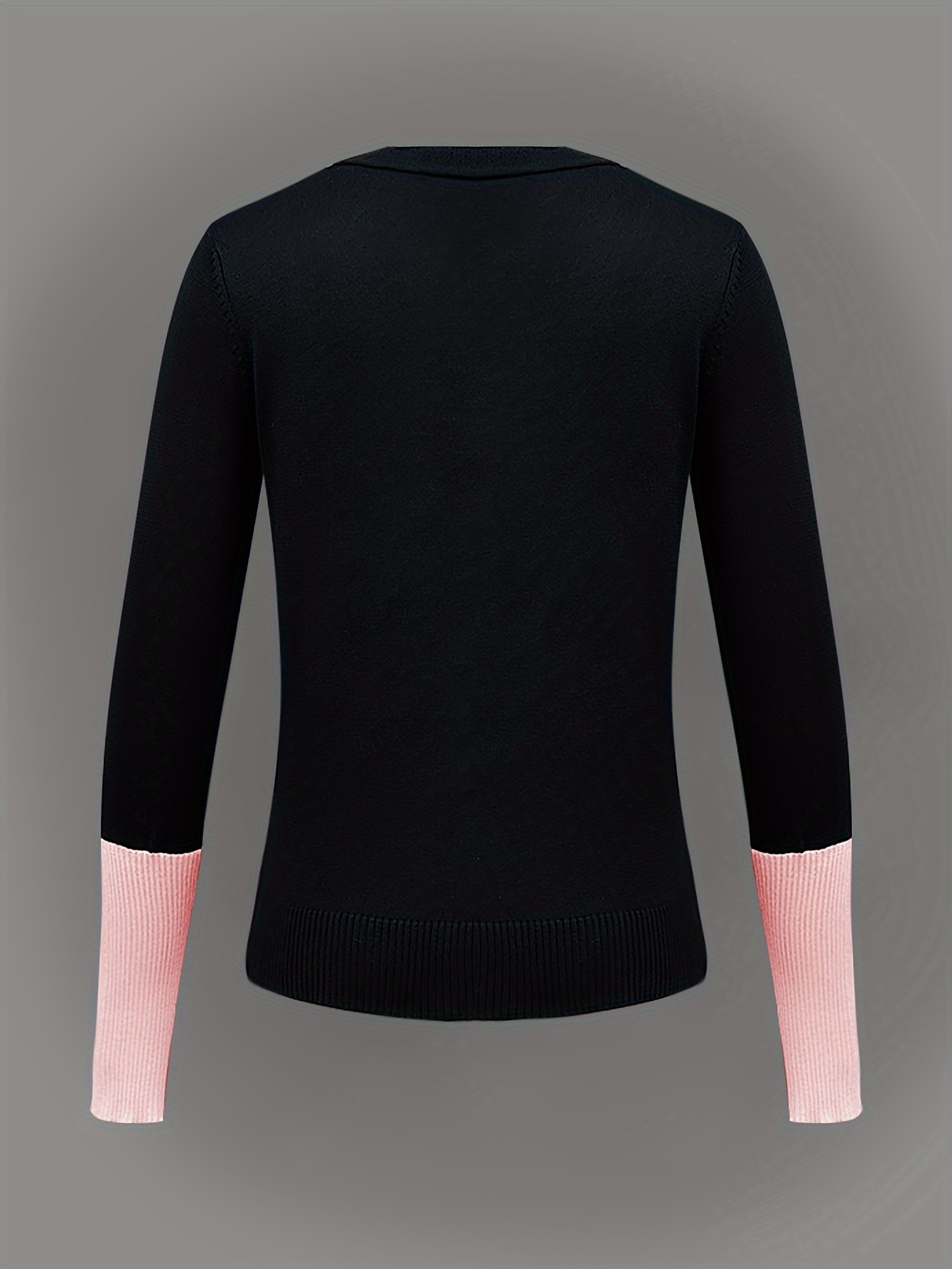 Color Block Button Front Cardigans Casual V Neck Long Sleeve - Temu