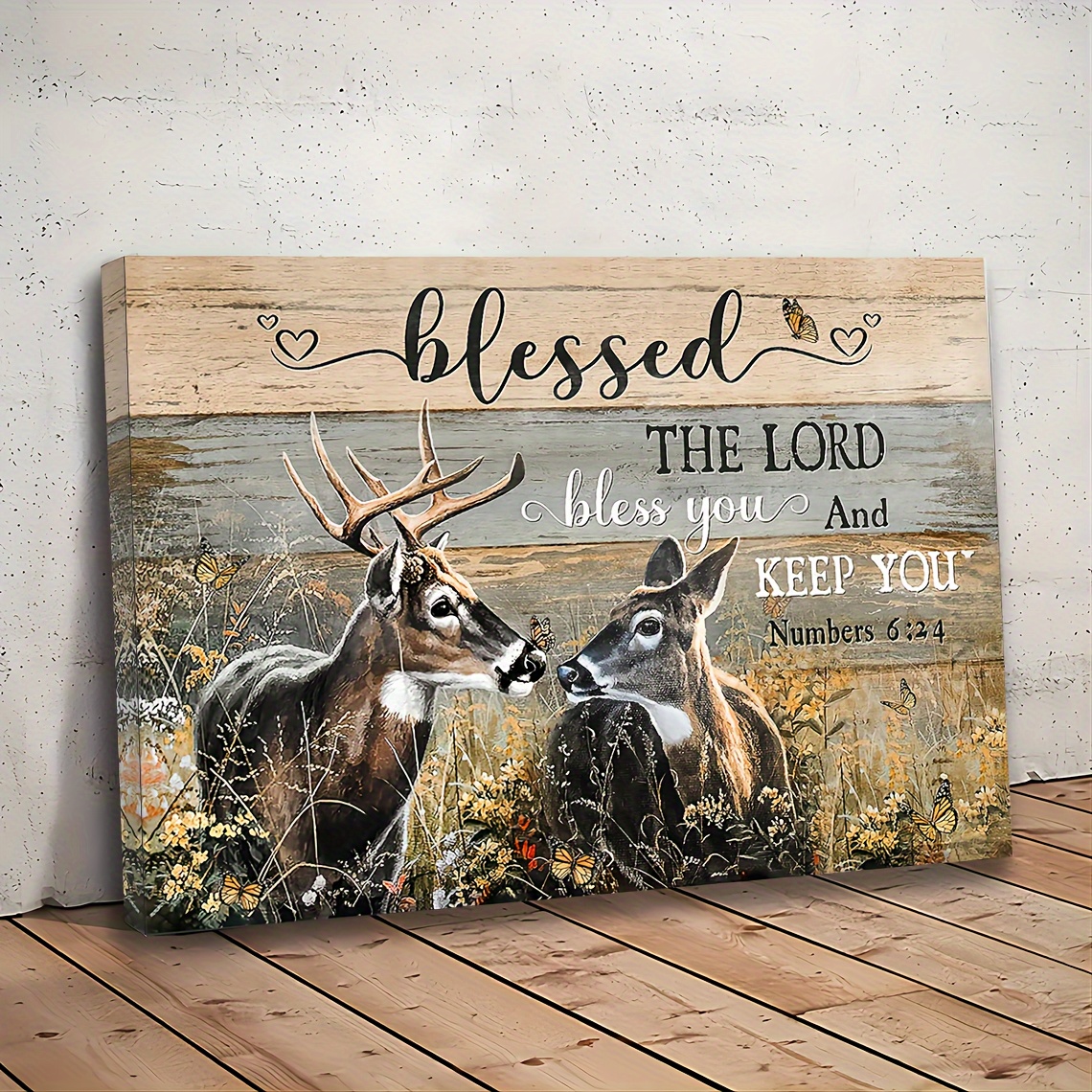 Wooden Framed Canvas Painting Farmhouse Deer Rustic Wildlife - Temu United
